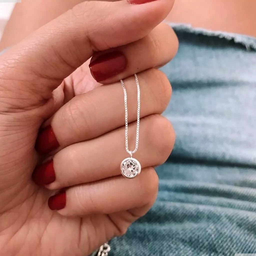 Colar Ponto de Luz Redondo Prata 925 6mm - Corre Que Ta Baratinho