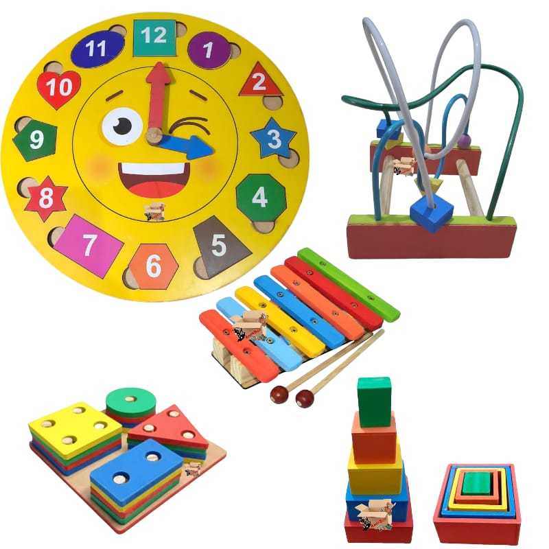 Kit Atividades 05 Brinquedos Pedagógicos Educativos Em Madeira - Primeira Infância TDAH | Shopee ...