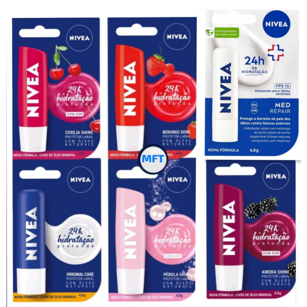 Hidratante Labial NIVEA Shine 4,8g AROMAS : Original Care - Amora ...