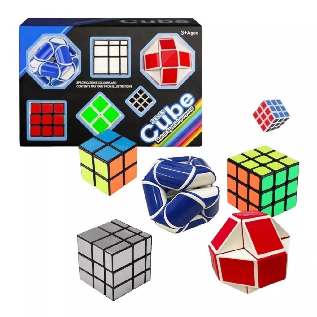 Kit Caixa Com 6 Cubos Mágicos Coloridos P/ Crianças e Adultos | Shopee ...