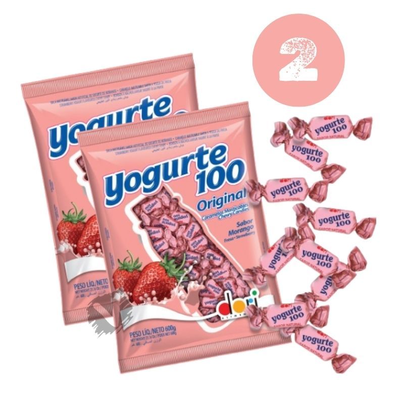 Bala Yogurte100 Original 600g Dori Mastigável Iogurte de Morango ...