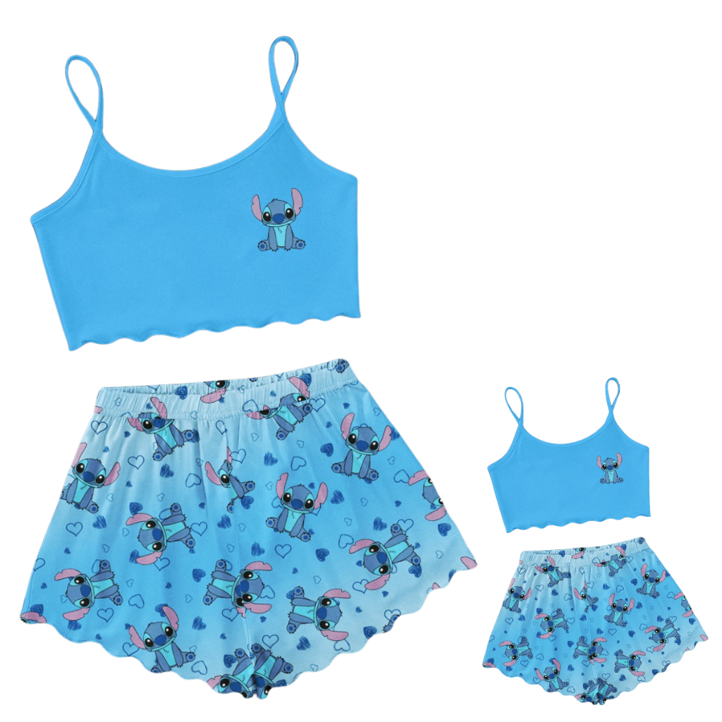 Kit Pijama Mãe e Filha Personagens Baby Doll Stitch | Shopee Brasil