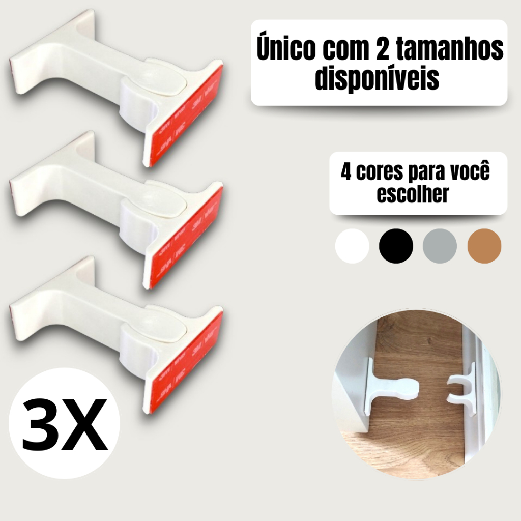 Kit Fixador, Prendedor, Trava Adesiva para Porta e Parede - Impressão ...