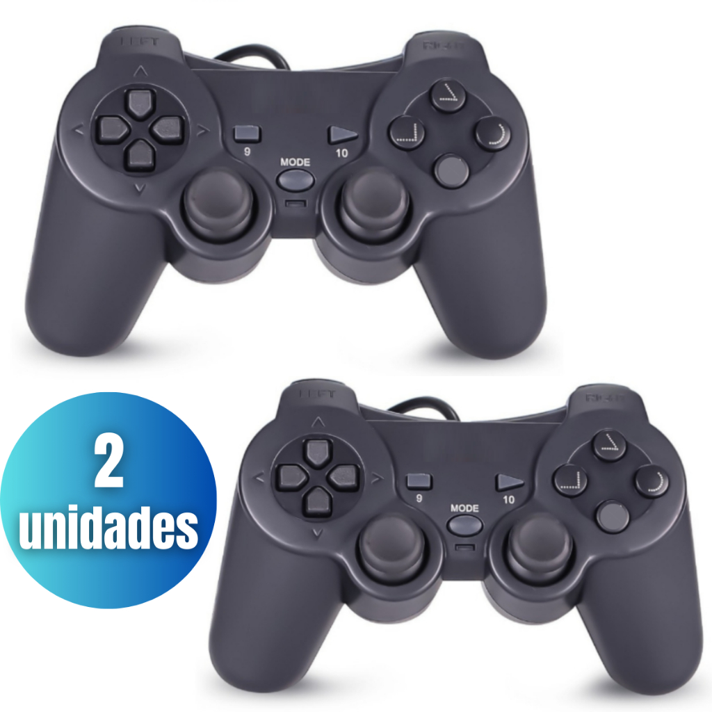 Kit 02 Controle Joystick Com Fio Para PC Notebook Game Retrô Emulador ...
