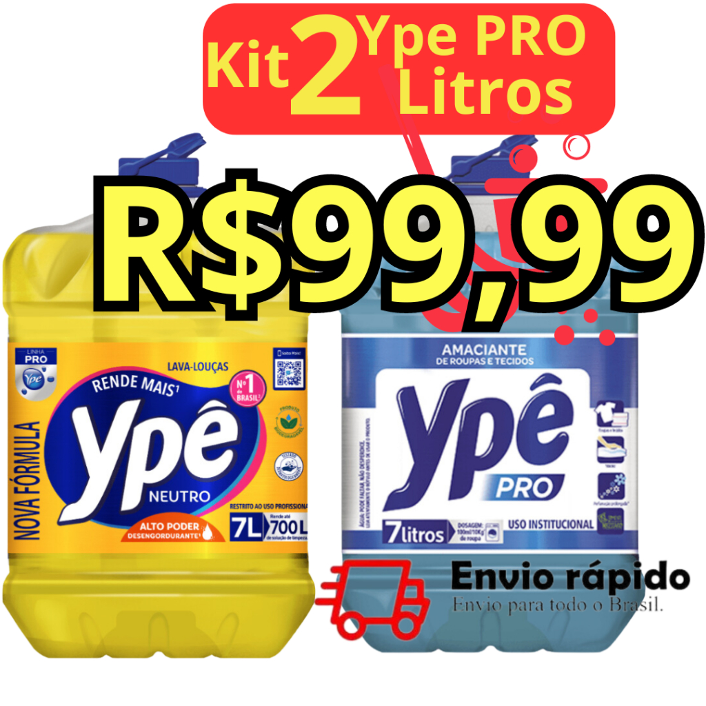 Kit com Amaciante Ypê PRO 7L + Detergente Ypê PRO 7L | Shopee Brasil