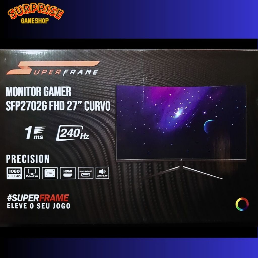Monitor Gamer SuperFrame Precision, 27 Pol, Curvo, Full HD, 1ms, 240Hz ...