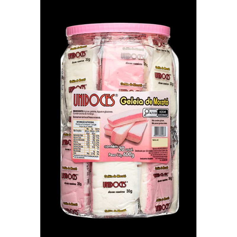 Doce geleia de mocotó c/morango 600g 20 unidades unidoces | Shopee Brasil