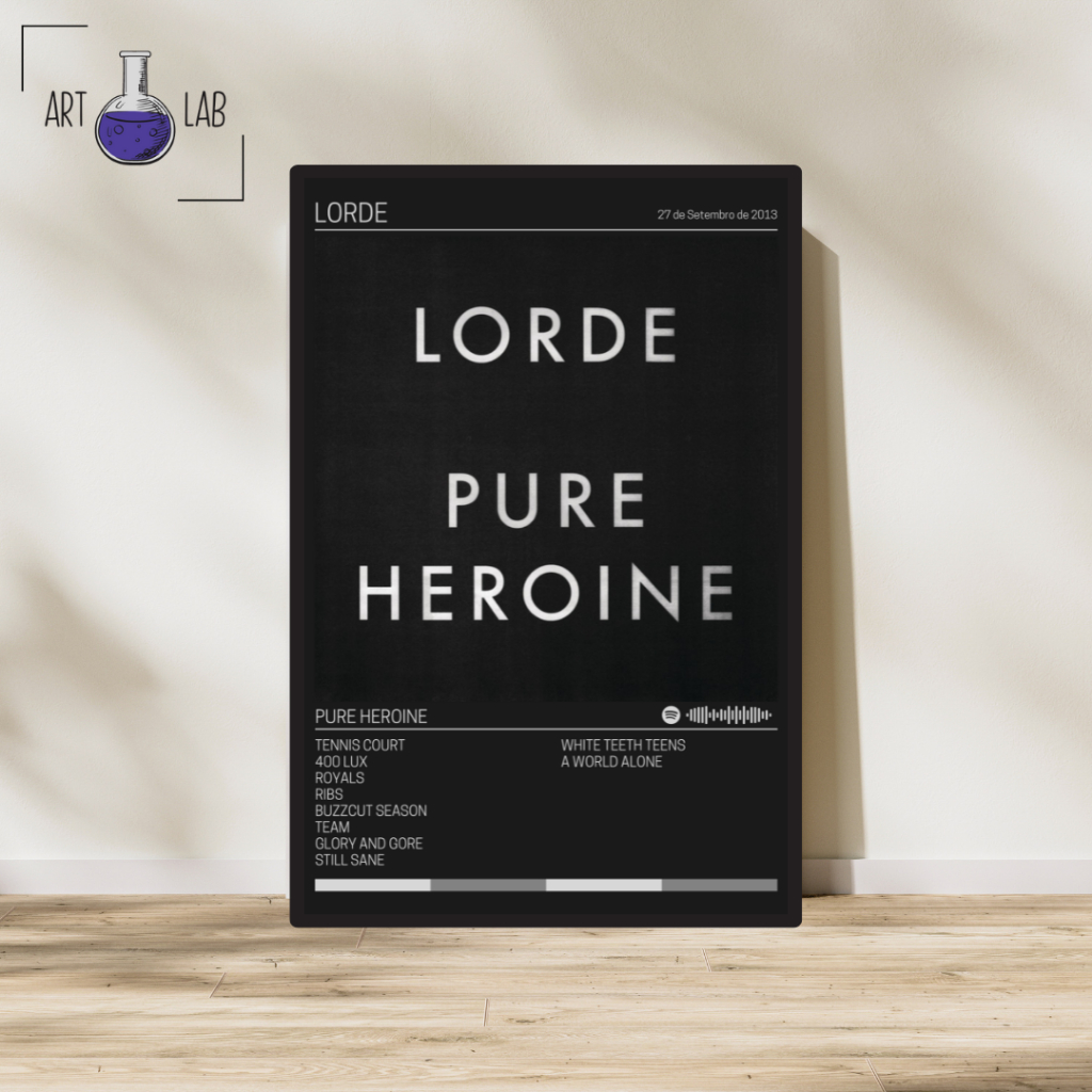 Quadro decorativo Lorde - Pure Heroine álbum moldura e vidro Spotify ...
