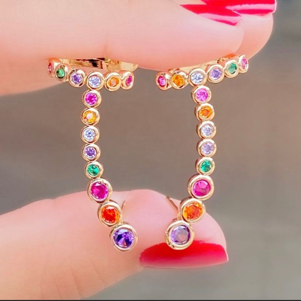 Brinco Ear Cuff Zirconia Strass Par de Brincos Piercing Dourado Prata ...