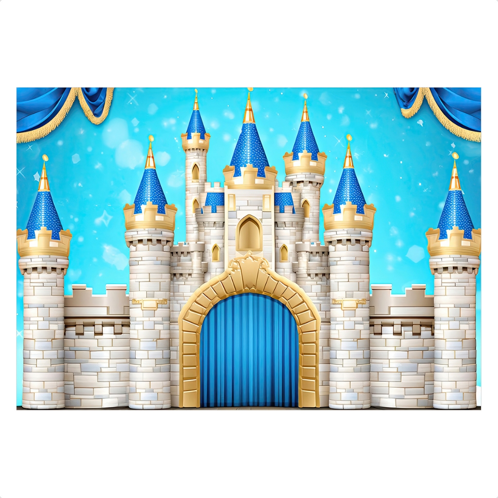 Painel Retangular em Tecido Sublimado Castelo Princesas Realeza Azul ...