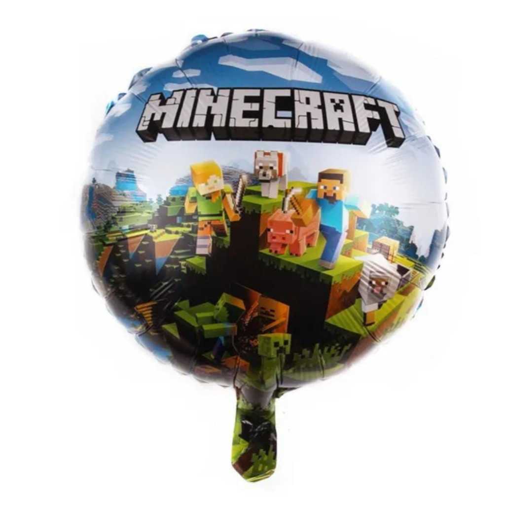 Kit 5 Balões Metalizado Minecraft 45cm | Shopee Brasil