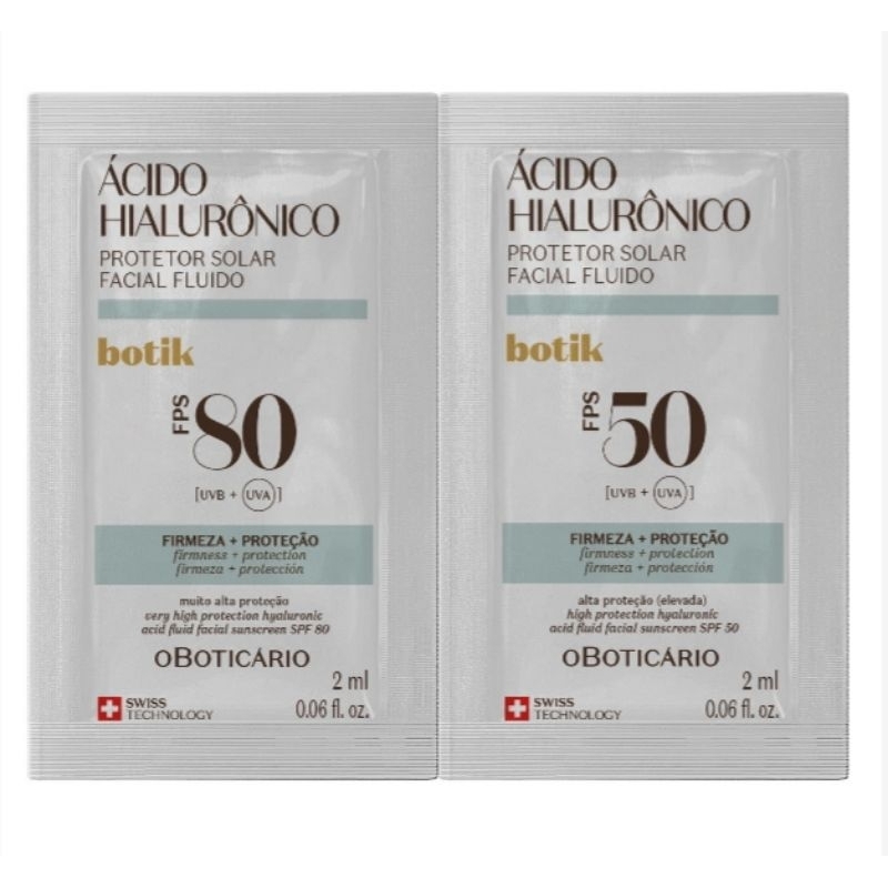 Conjunto sachê protetor solar c/ ácido hialuronico Botik 2ml | Shopee ...