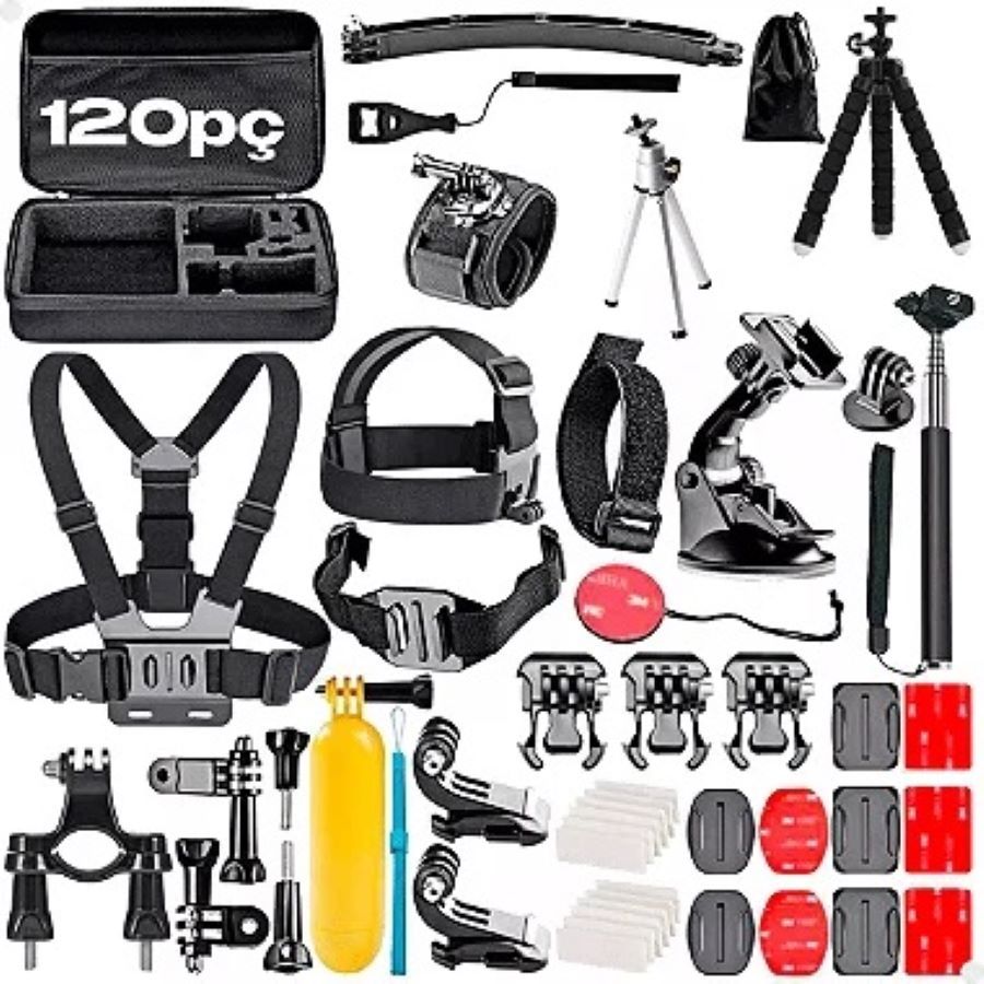 Kit Acessórios Para Gopro 120 Peças Completo e Versátil 9/10/11/12 ...