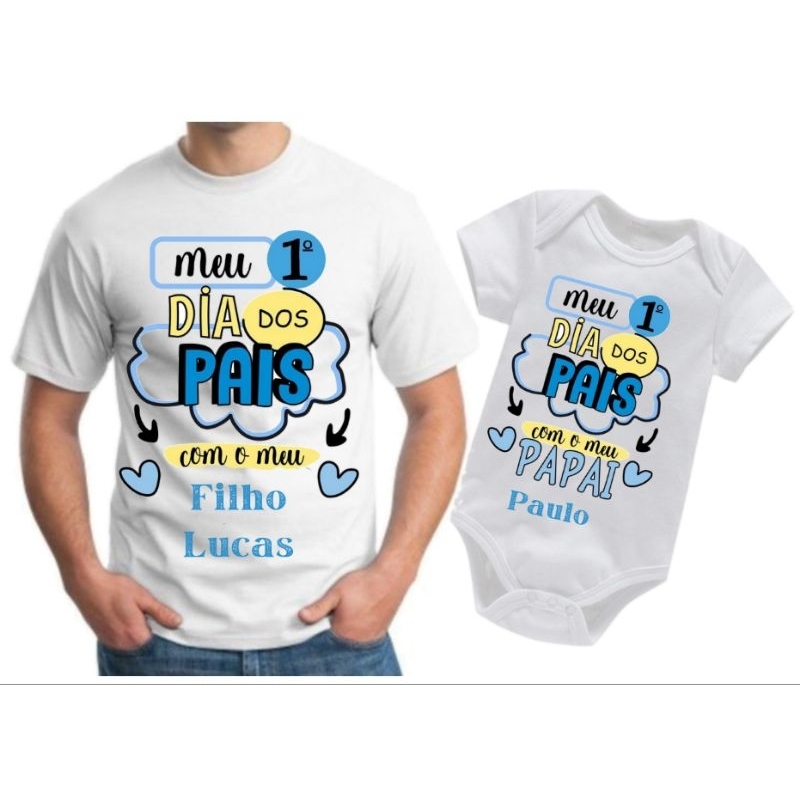 Kit Camiseta & Bory/Primeiro Dia Dos Pais/Com Filho e Filha/Primeiro ...