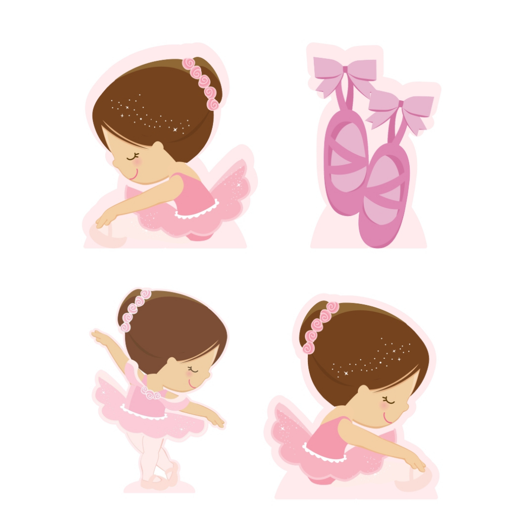 Kit Festa Bailarina Cute 4 Displays de 30cm Totens para Decoração de ...