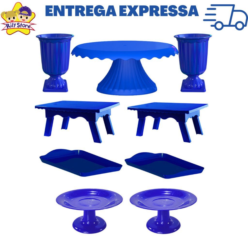 Kit Decoração Boleira Cake Renda 19cm + 2 Vasos Grego + 2 Mesinhas + 2 ...