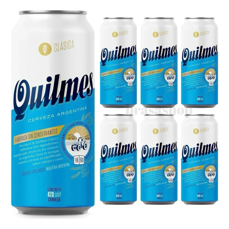 Cerveja Argentina Quilmes Latão 473ml Pack Com 6un | Shopee Brasil