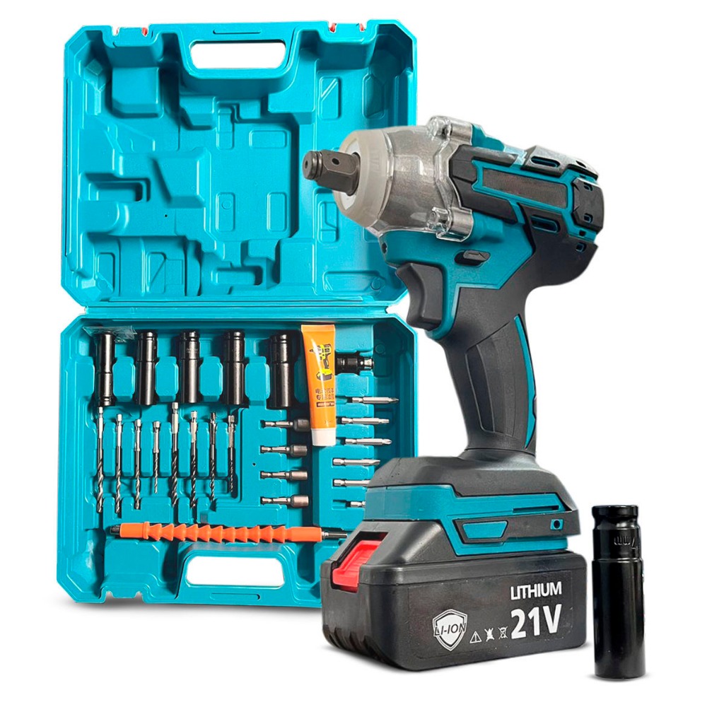 Chave De Impacto Parafusadeira Furadeira 02 Baterias 21v | Shopee Brasil