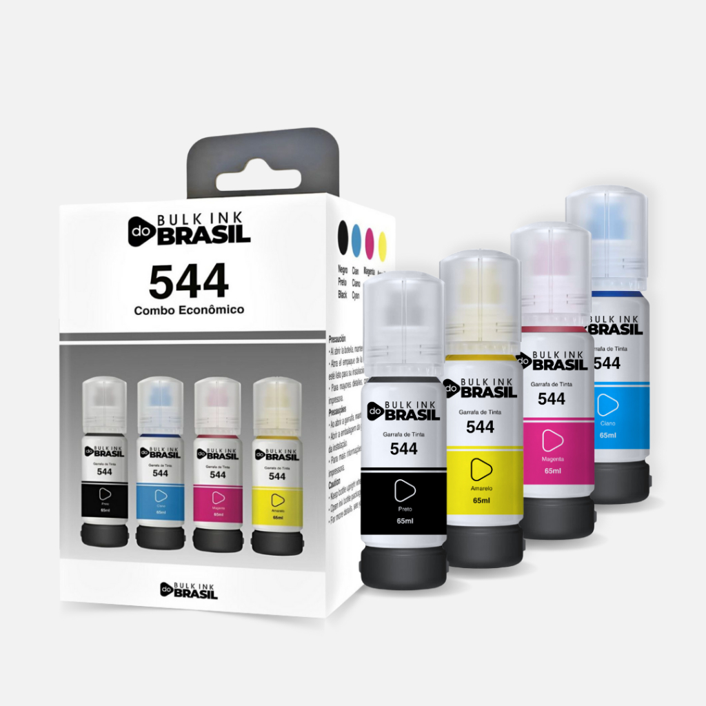 Pack 04 tintas T544 para impressora Tank L3150, L3110, L5190, L3250, L3210, L5290, L5590 CMYK ...