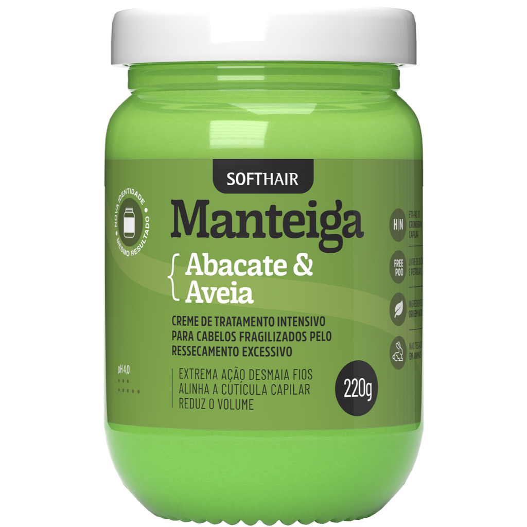 Manteiga Vegana Abacate e Aveia 220g Softhair | Shopee Brasil