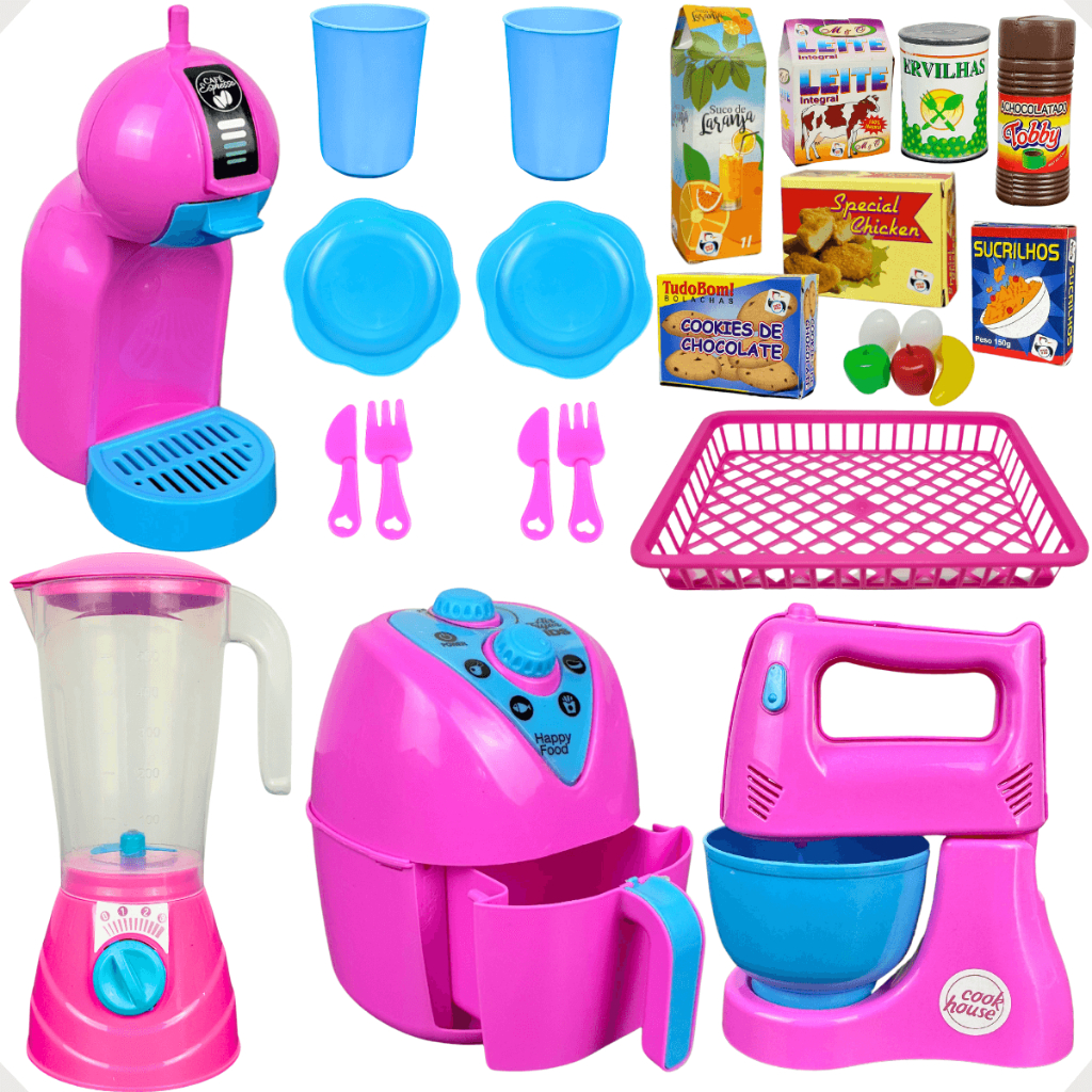 Kit Cozinha Infantil 25pcs Brinquedo Eletrodomésticos Comidinhas Acessórios | Shopee Brasil