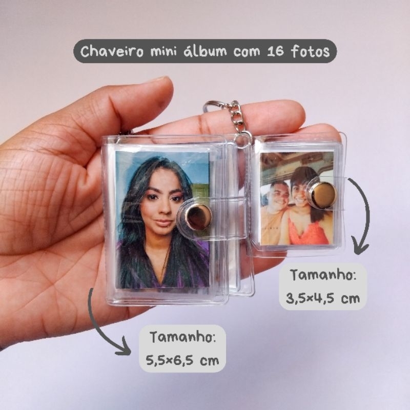 Chaveiro com 16 fotos, Chaveiro mini álbum tamanho: 3,5×4,5 cm | Shopee ...
