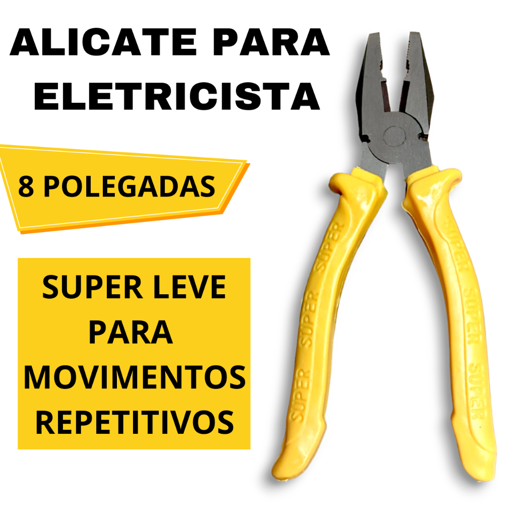 Alicate Universal Profissional 8 Polegadas Eletricista Amarelo | Shopee Brasil