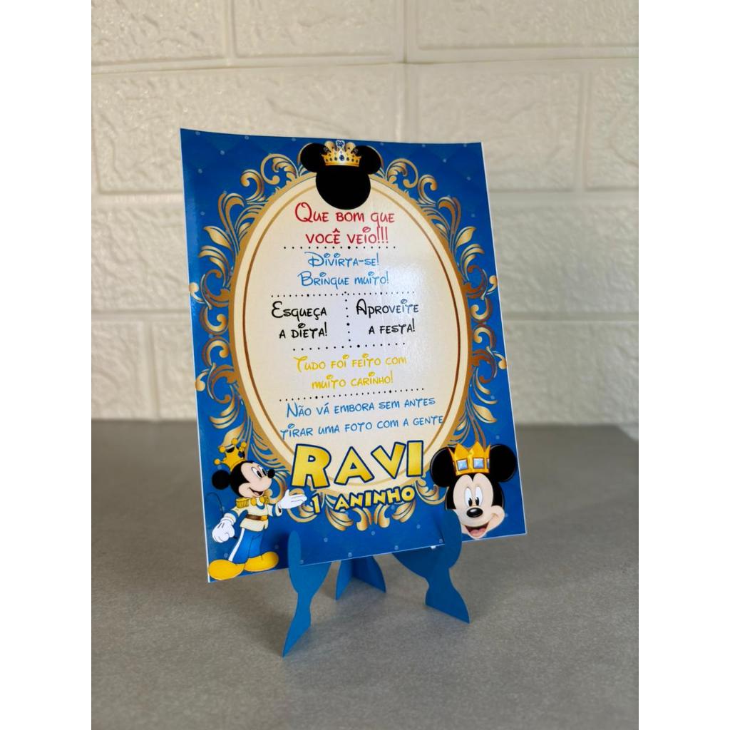 5 Plaquinhas Agradecimento Mesa Convidado - Mickey Realeza - Disney ...
