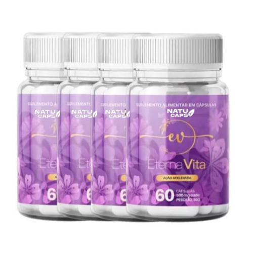 Kit com 5 potes Eterna Vita 300 Cápsulas - | Shopee Brasil