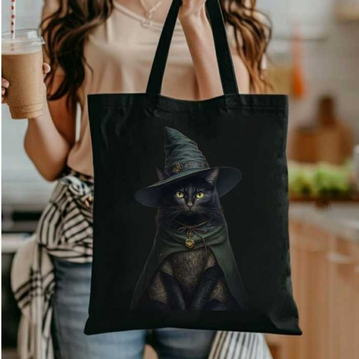 Bolsa tote gatinho bruxo-gato místico-ecobag gato preto | Shopee Brasil