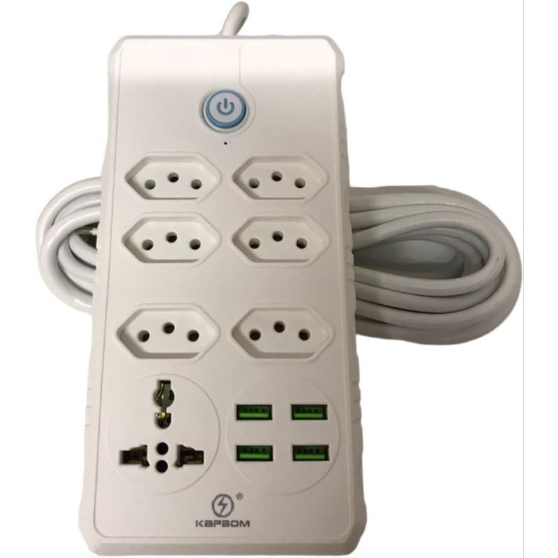 Filtro De Linha 5 Metros Usb Cabo Régua De Energia Extensão Tomadas Elétrica 3m Bivolt 6 Tomadas ...