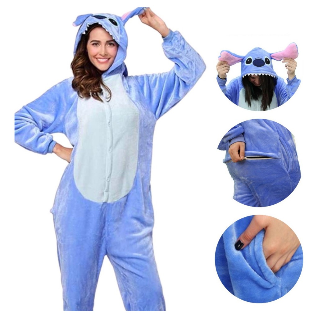 Pijama Kigurumi Stitch Macacão Adulto De Dormir Fofinho inverno ...