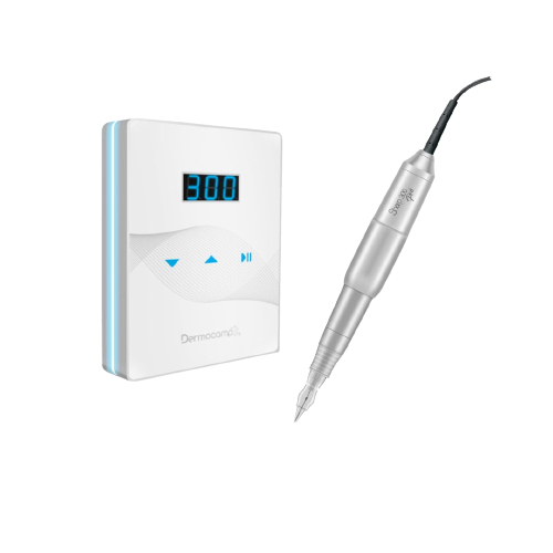 Dermografo Dermocamp Slim White + Sharp 300 Pró Prata + 10 Agulhas ...