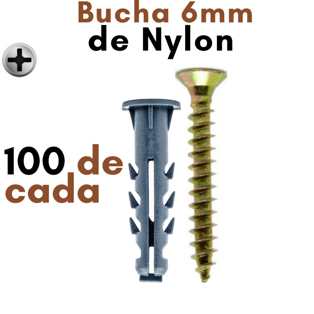 Kit Bucha 6 de Nylon com Parafuso 6 Philips Kit Buchas com Anel Aba ...