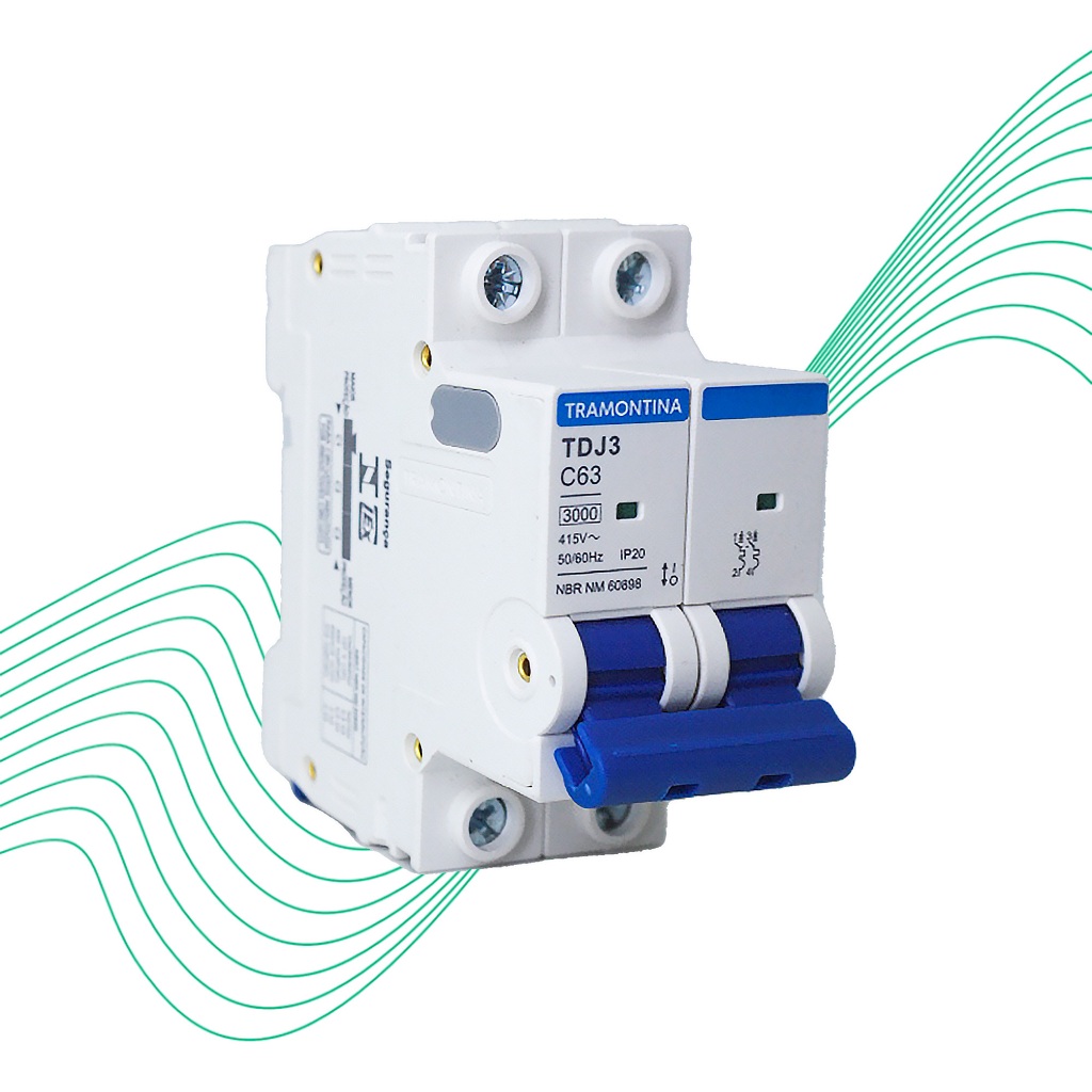 Disjuntor Bipolar Bifasico 63A Din Tr3Ka 2P Curva C Tramontina | Shopee Brasil