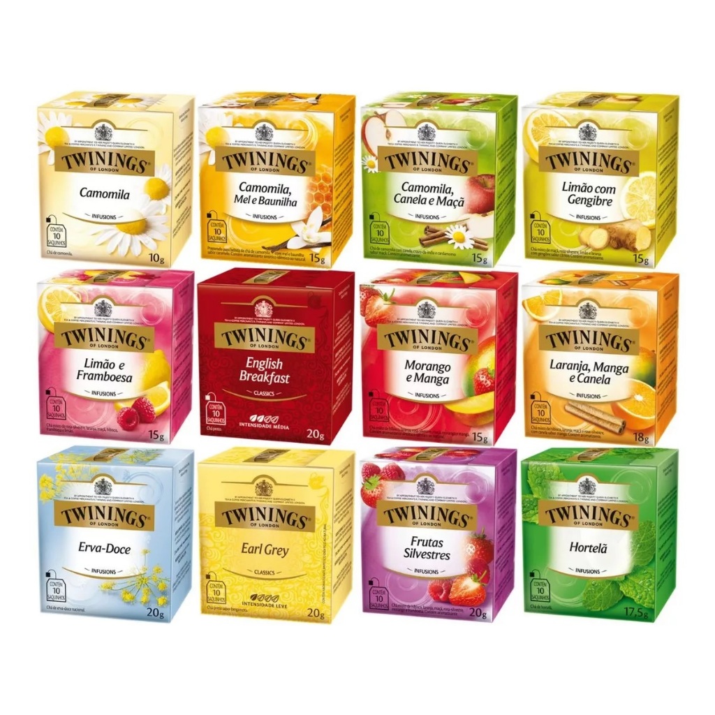 Cha Twinings Of London Sabores 10 saquinhos 15g Inglês Importado Chás ...