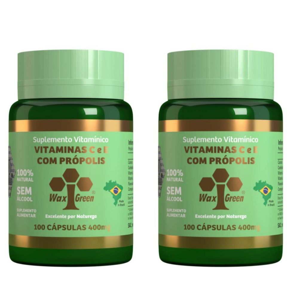Kit 2 Própolis Verde 80% Wax Green 100 Cápsulas 300mg | Shopee Brasil