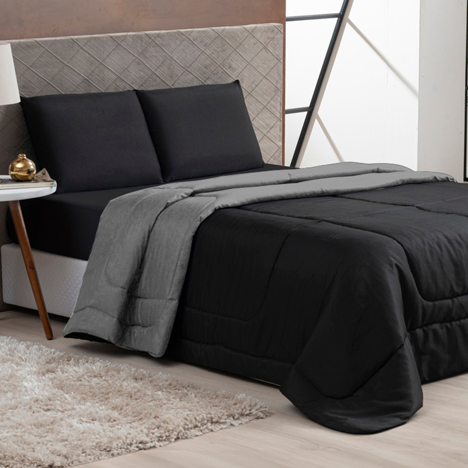 Edredom Casal Queen 400 Fios Dupla Face Toque Macio Duo Collors ...