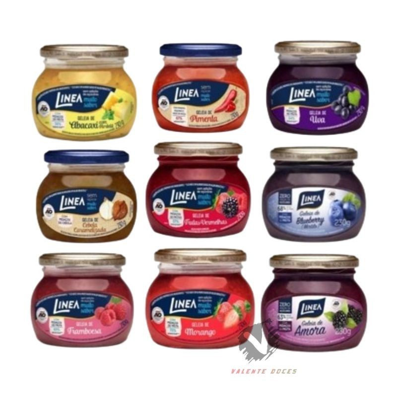 Geleia Linea 230g Zero Açúcar Sabores Pedaços de Fruta Geleia de Frutas ...