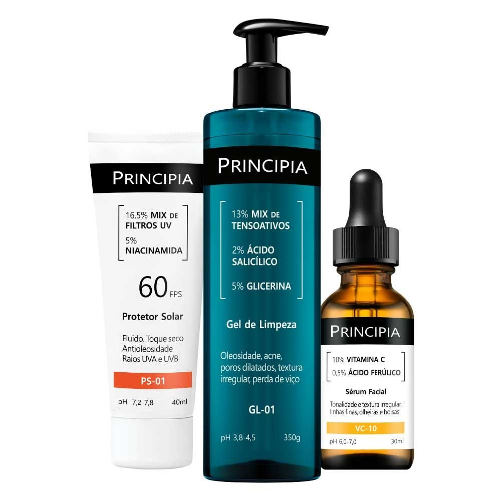 Principia Kit Trio GL + VC + Protetor solar facial PS-01 | Shopee Brasil