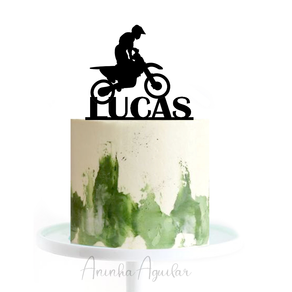 Topo De Bolo Moto Motoqueiro Personalizado APÓS A COMPRA NOS INFORMAR ...