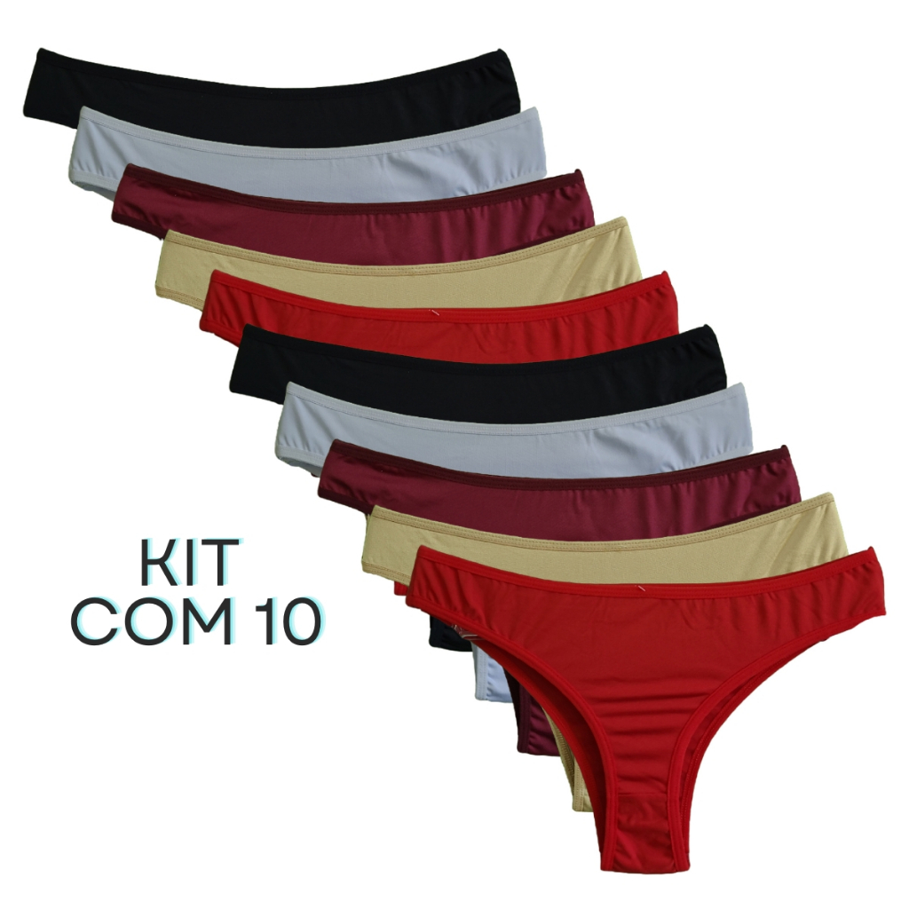 Kit calcinhas microfibra estampada ou lisa | Shopee Brasil