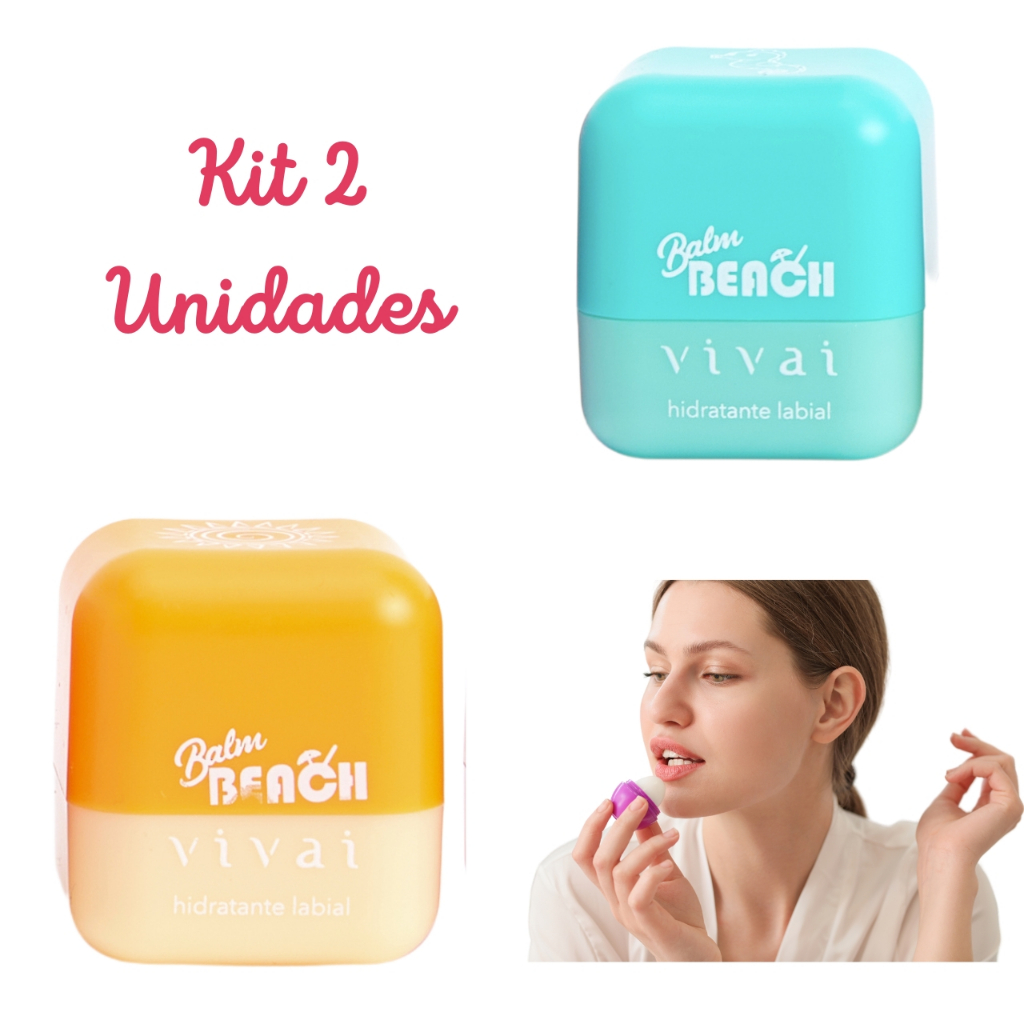 Kit 2 Lip Balm Beach Hidratante Labial Vivai Cores - Lip Caixa | Shopee ...