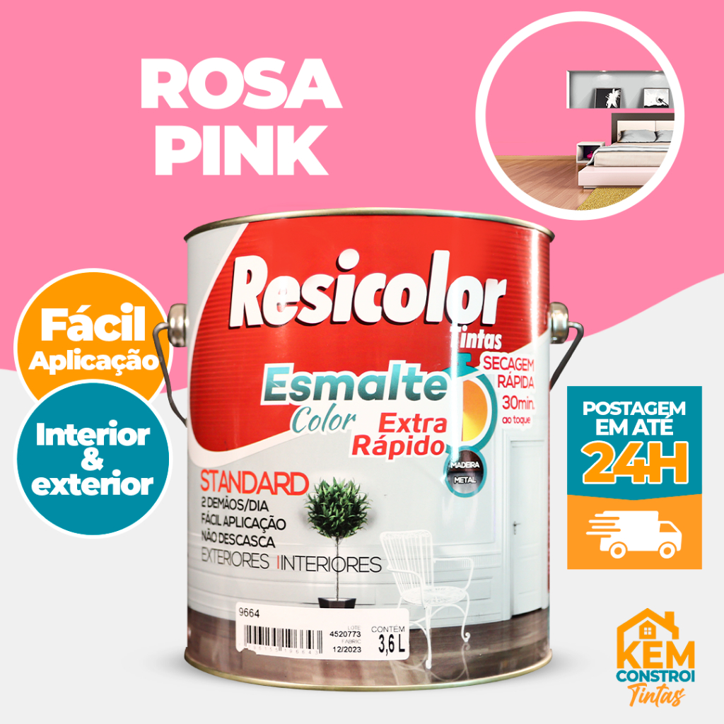 Tinta Esmalte Sintético Brilho Standard Interior e Exterior Rosa Pink ...
