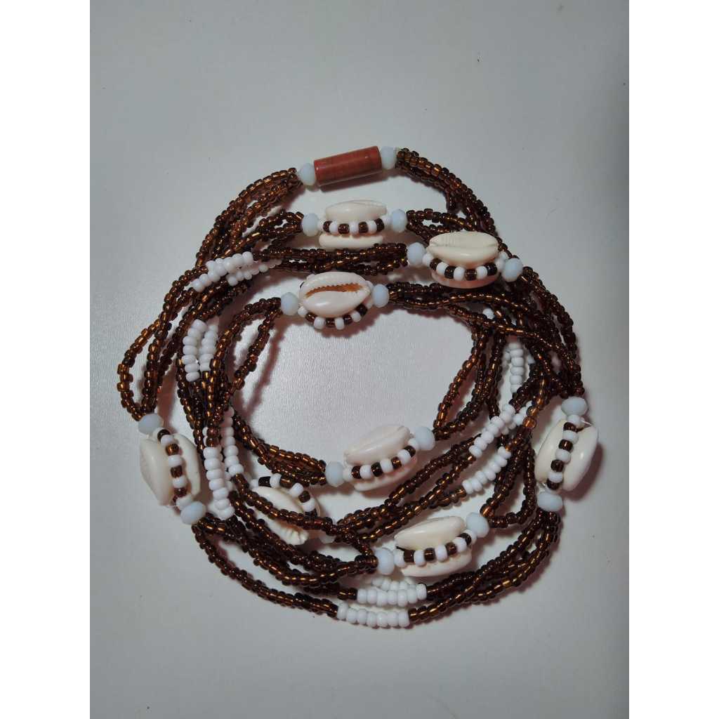 Brajá Guia 3 Fios de Contas Xangô 70cm Branco Marrom Búzios | Shopee Brasil
