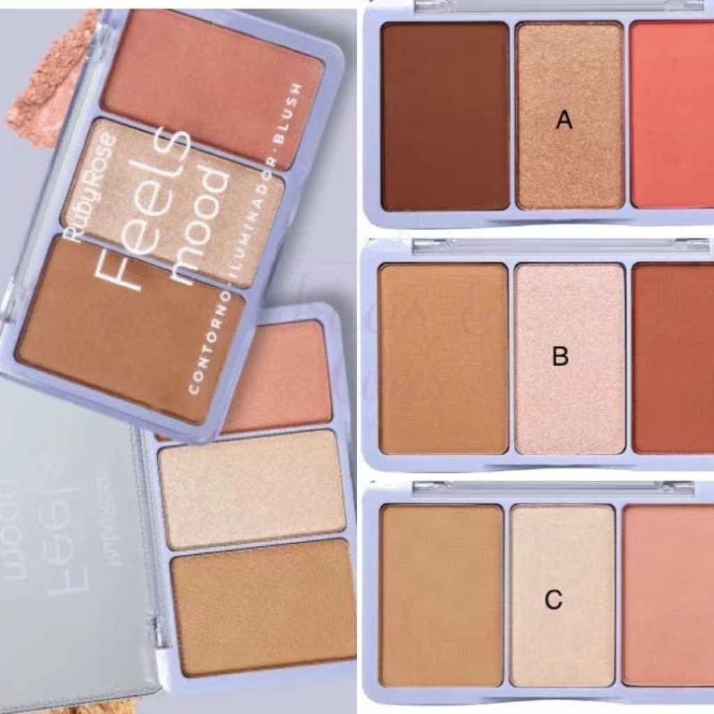 Paleta Trio Contorno Iluminador Blush Feels Mood - Ruby Rose | Shopee Brasil