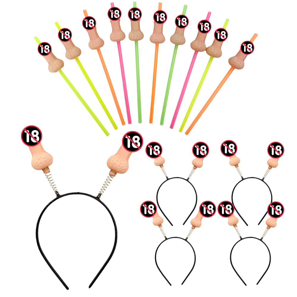 Kit Despedida De Solteira 5 Tiaras Eróticas + 10 Canudos Eróticos Penis Brincadeira Noiva ...