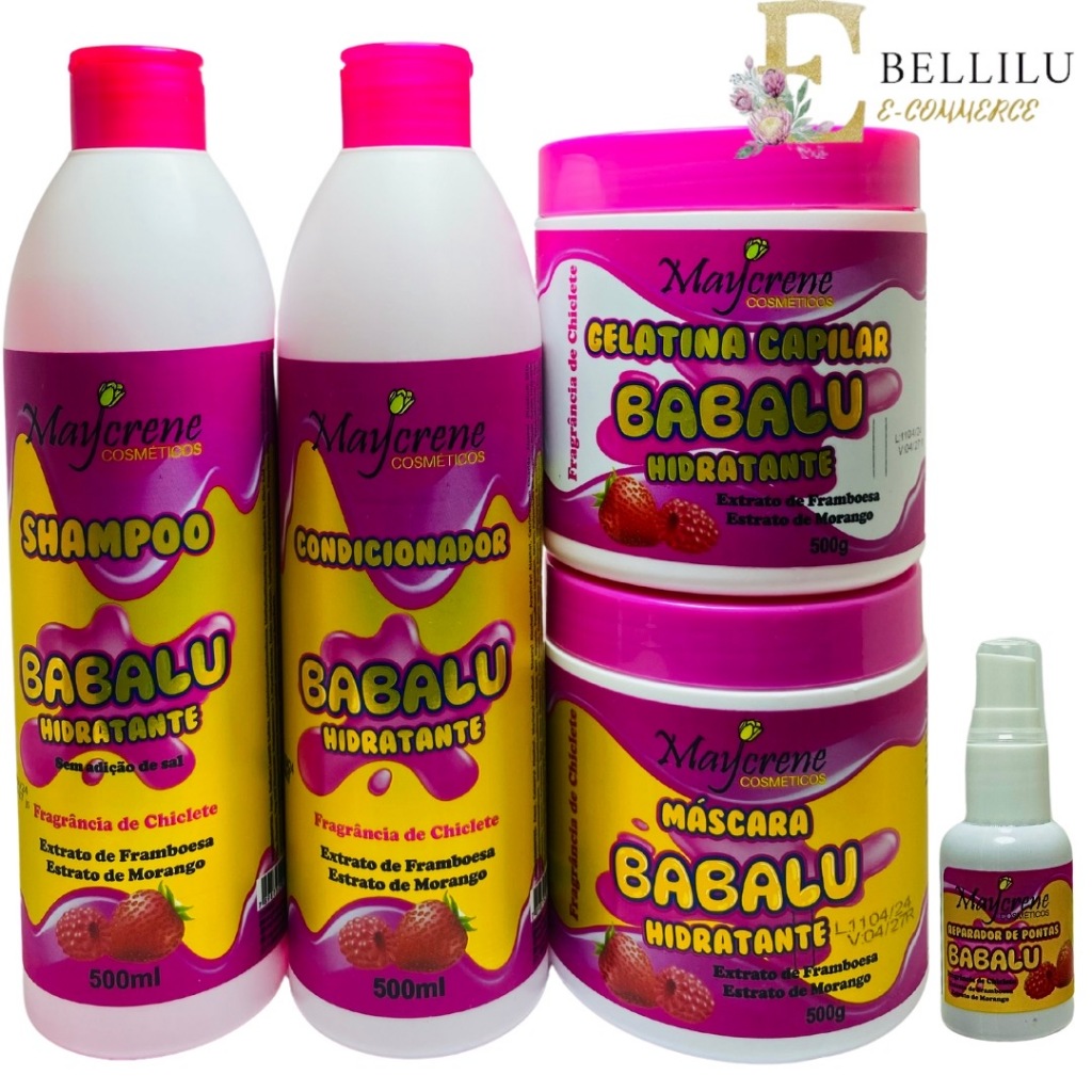 kit Babalu Hidratante + Gelatina Capilar +( oleo reparador de pontas ...