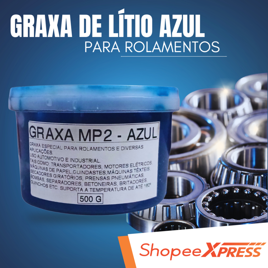 GRAXA PARA ROLAMENTOS CHASSI ALTA TEMPERATURA LITIO MP2 AZUL 500 GRAMAS | Shopee Brasil
