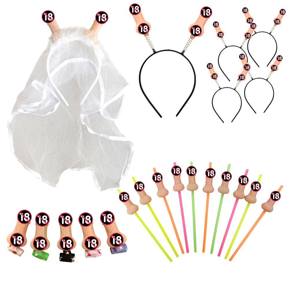Kit Despedida de Solteira Véu de Noiva Erótico + 20 Itens - Canudo Erótico, Lingua de Sogra ...